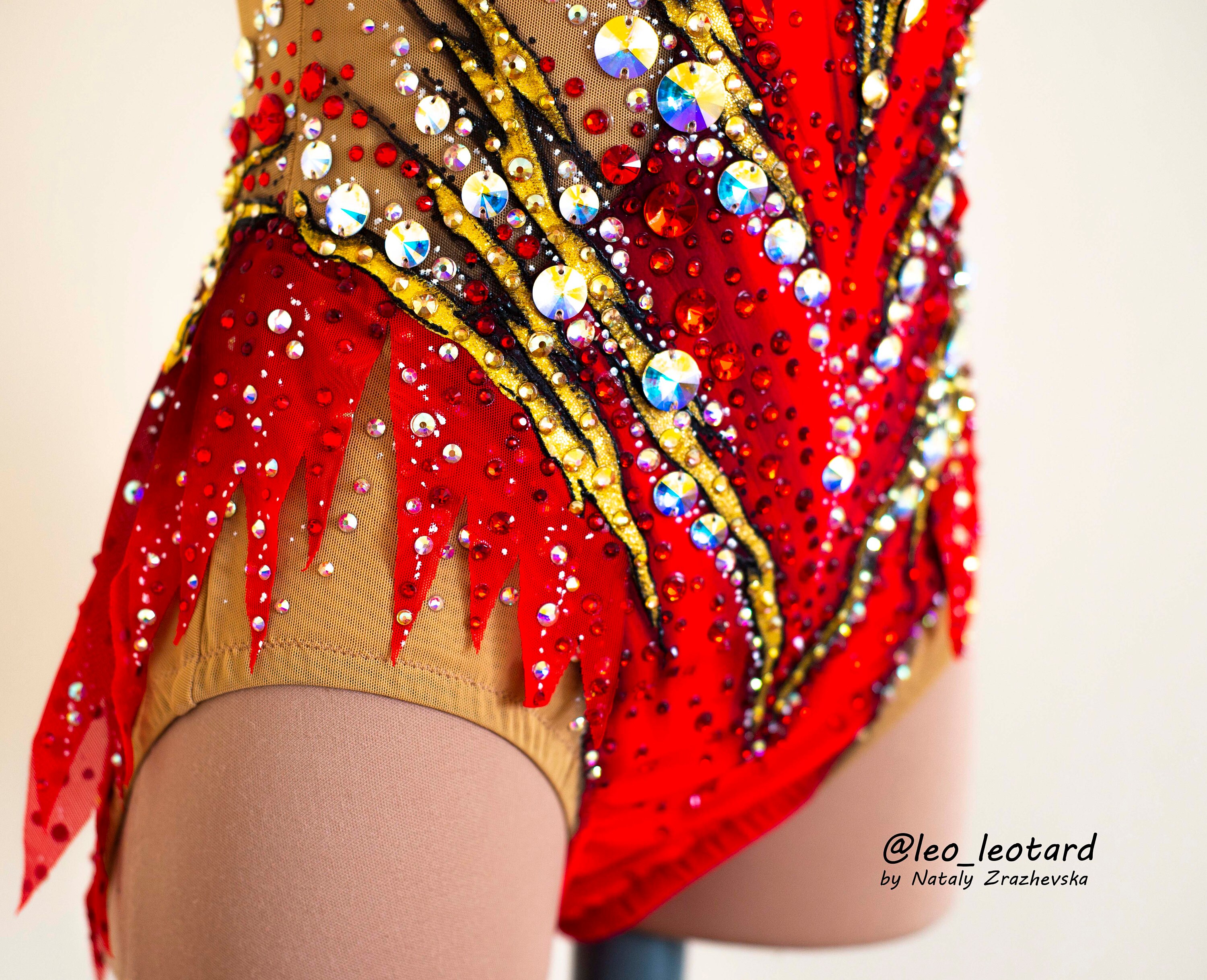 Rhythmic Gymnastics Leotard Gold on Red RG Leotard Custom - Etsy