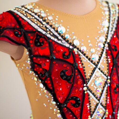 Rhythmic Gymnastics Leotard Red Lovely / RG Leotard Custom - Etsy