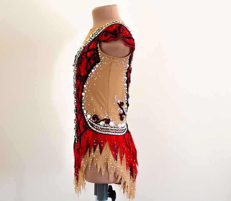 Red Rhythmic Gymnastics Leotard With Rhinestones, Custom RG Leotard - Etsy