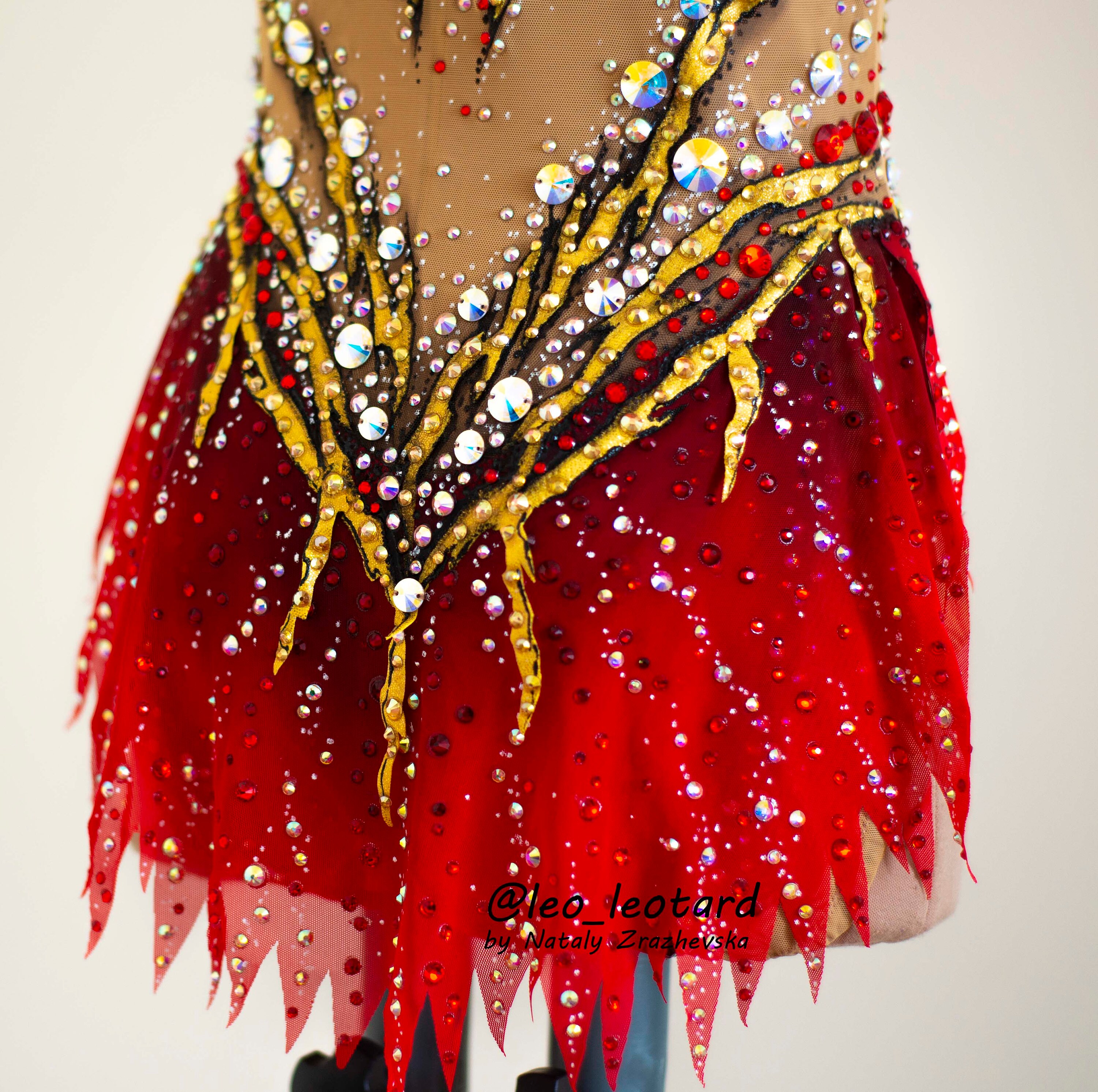 Rhythmic Gymnastics Leotard Gold on Red RG Leotard Custom - Etsy