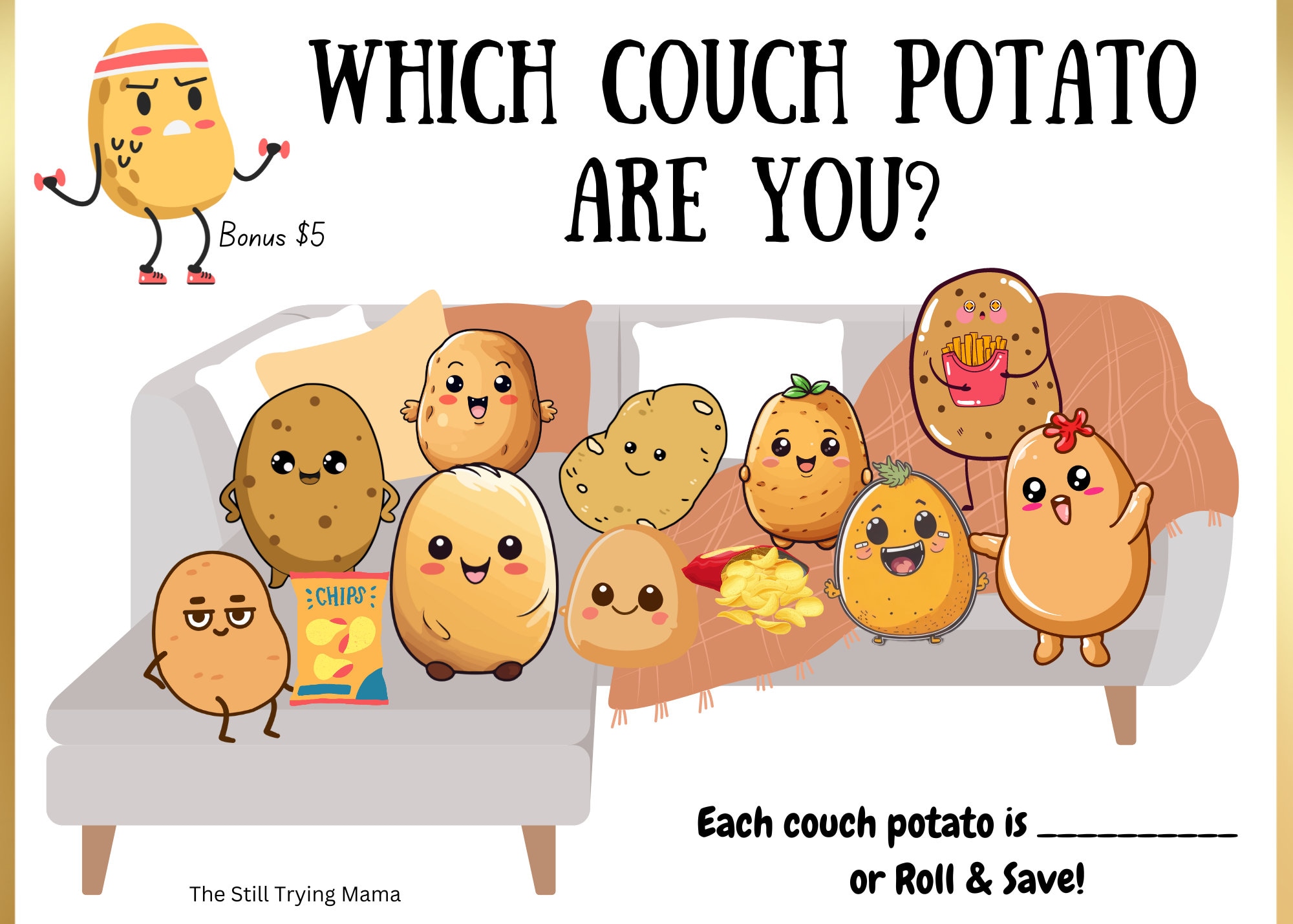 Couch Potato Savings Challenge | Digital Download | A5 Cash Envelopes ...