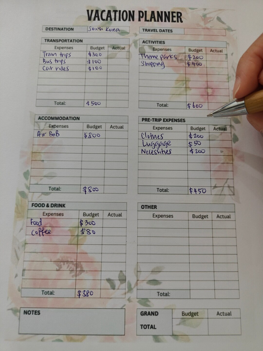 Vacation Travel Planner | Digital Download | Expenses | Packing List ...