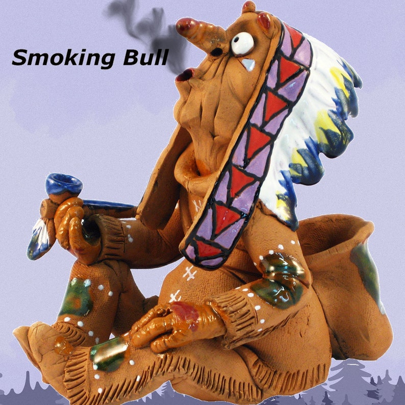 Smoking-bull Smokes His Peace Pipe Incense-burner-set - Etsy