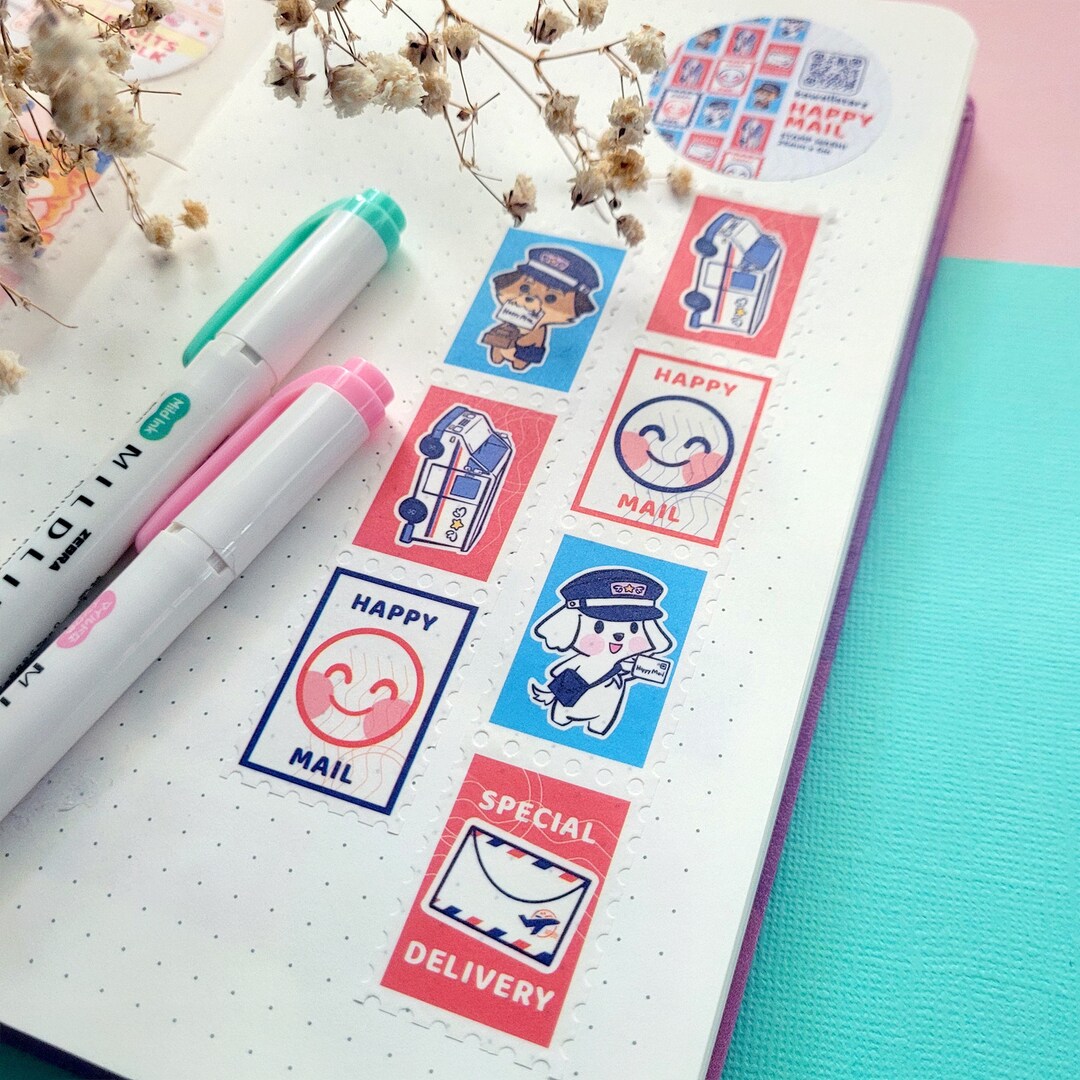 Happy Mail Puppies Kawaii Stamp Washi Tape - Etsy