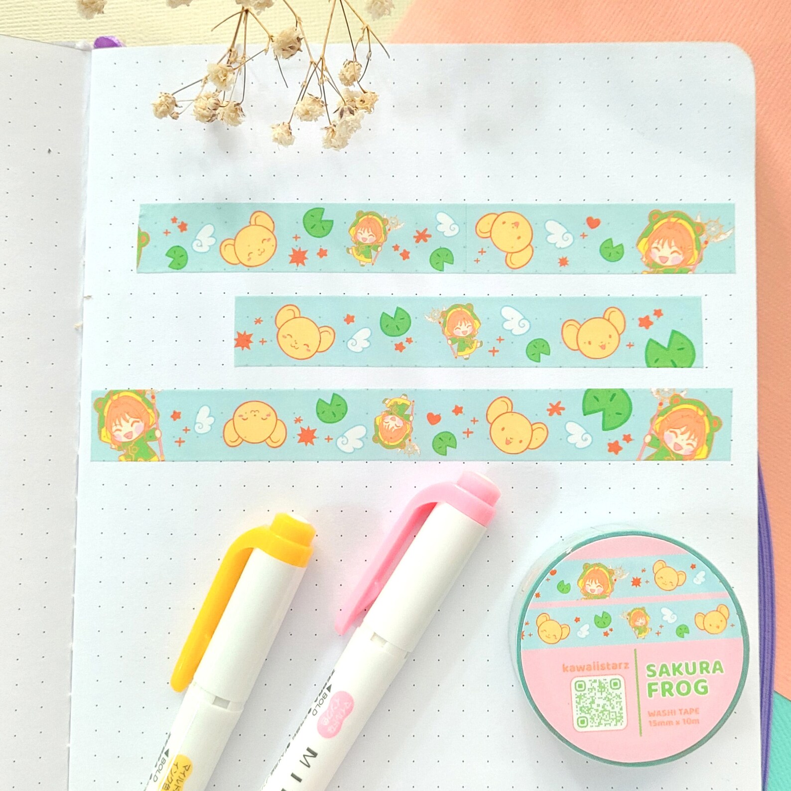 Sakura Frog Kawaii Anime Washi Tape - Etsy