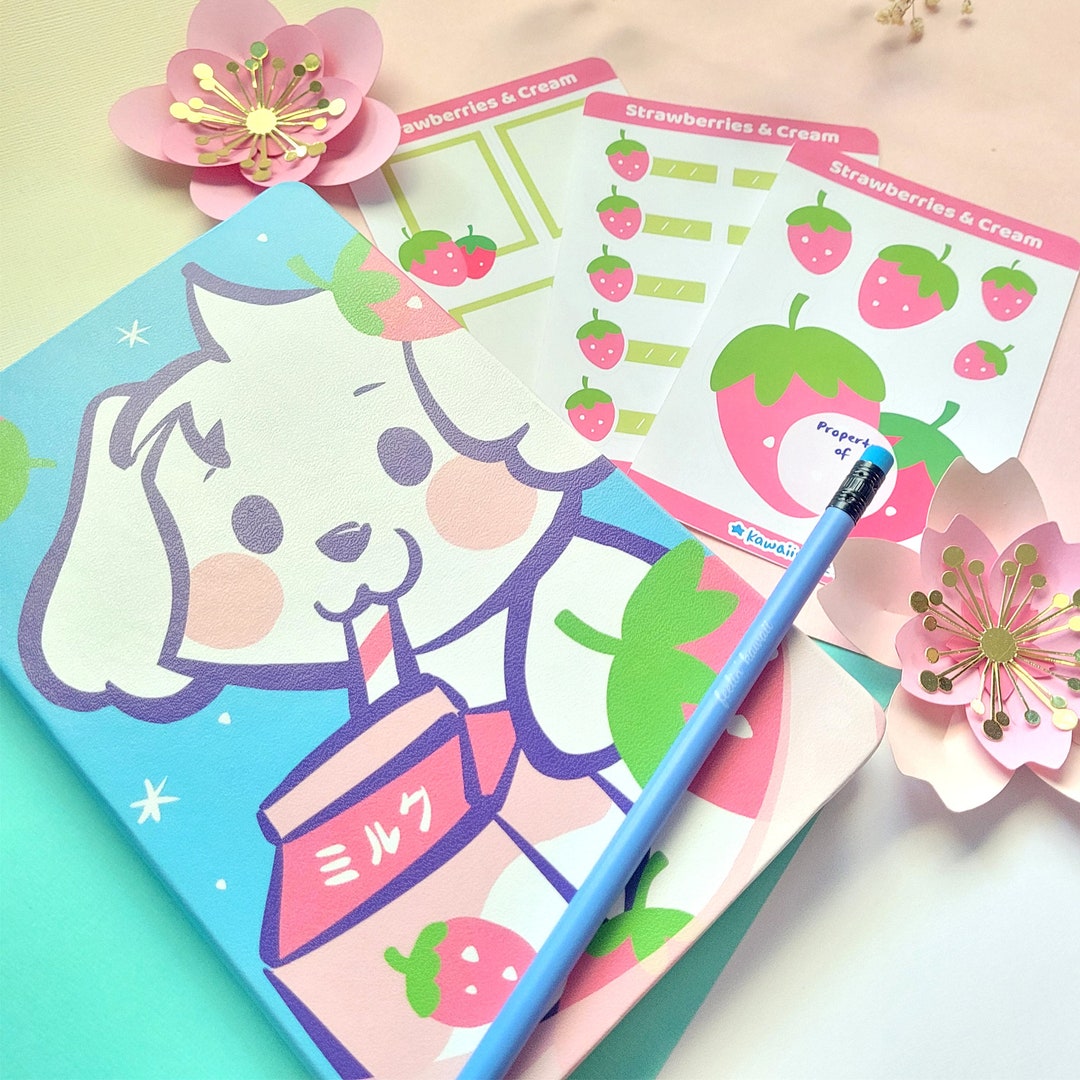 Strawberries and Cream Maltese Leatherette Journal - Etsy