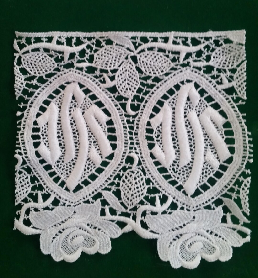 6.5" Wide IHS Motif Embroidered Cotton Altar Lace Church Lace Sold by ...