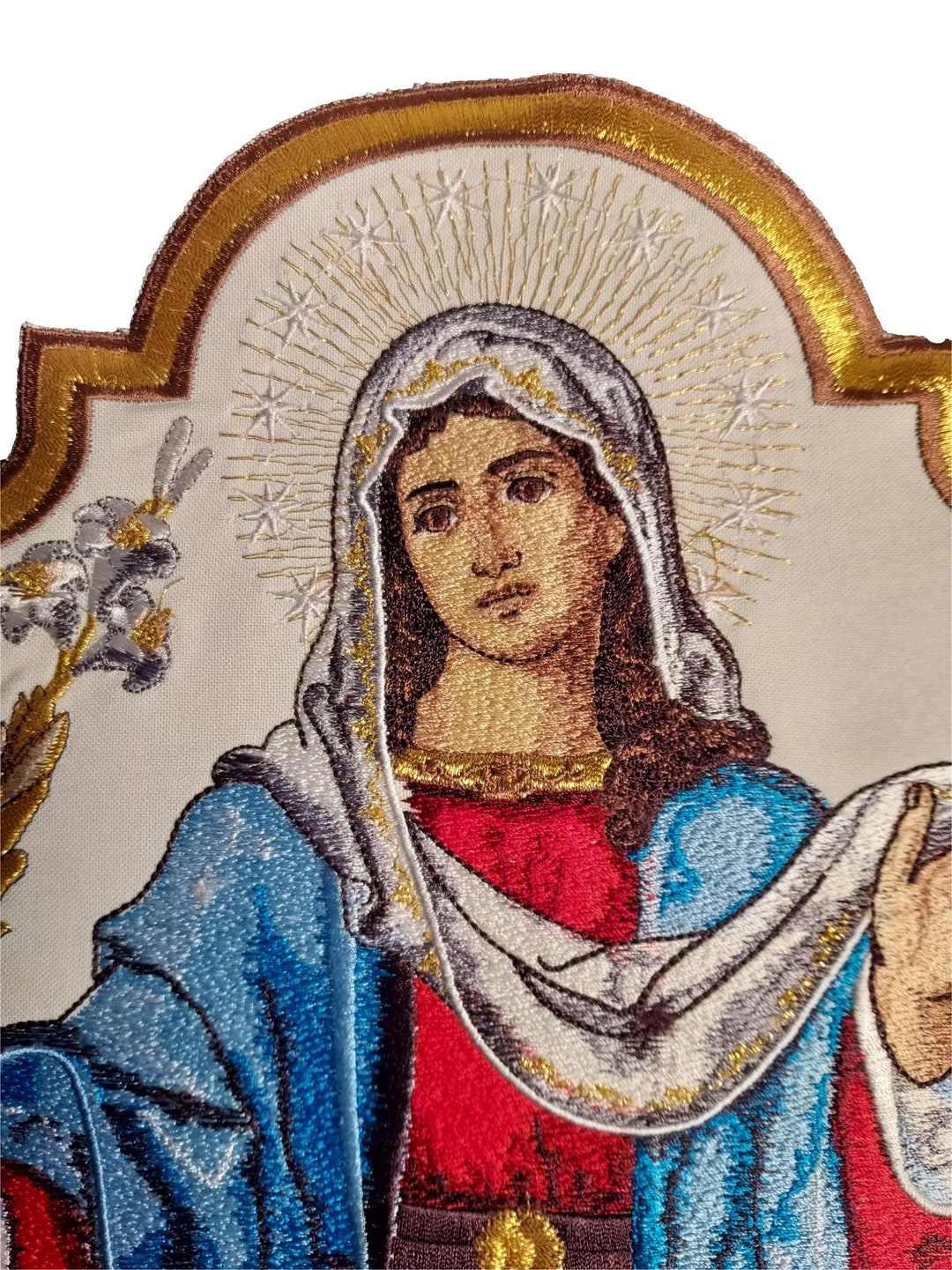 Blessed Mother Mary Hail Mary Lovely Applique Embroidered Applique for ...