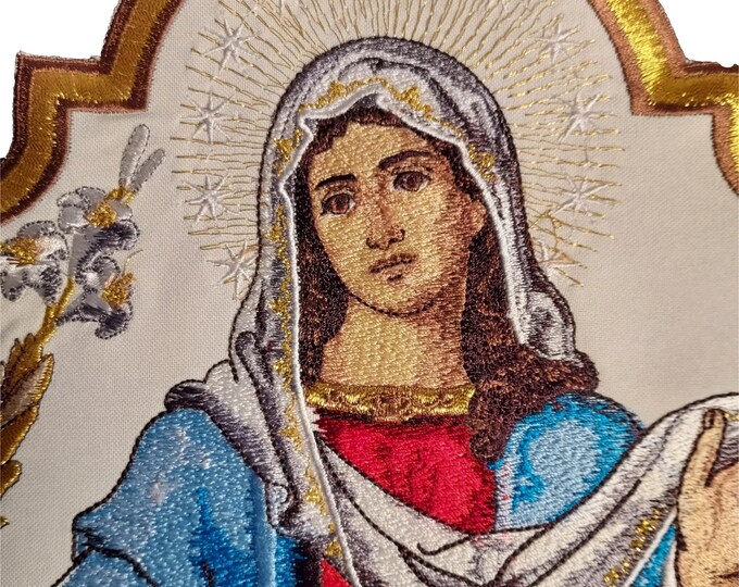 Blessed Mother Mary Hail Mary Lovely Applique Embroidered Applique for ...