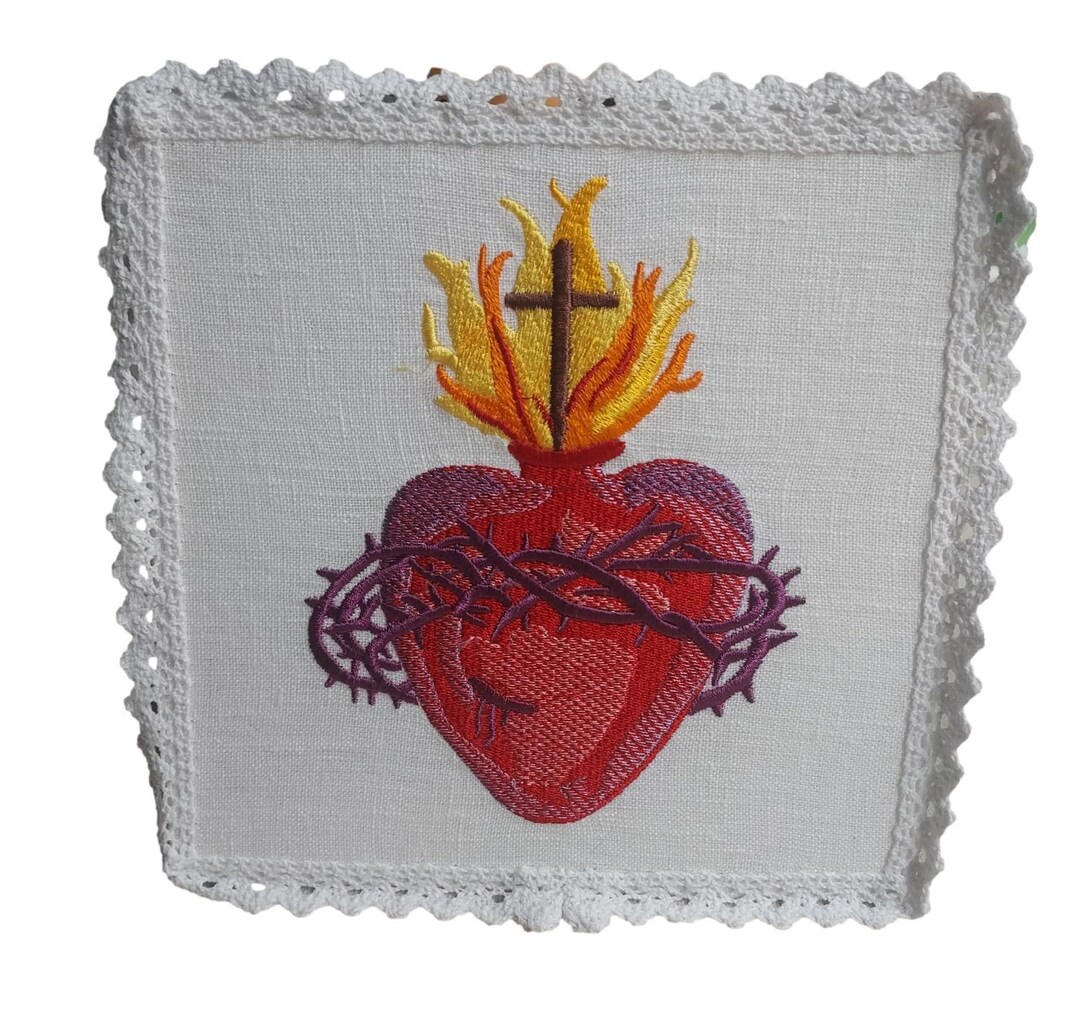 Sacred Heart Chalice Pall Embroidered on 100% Linen - Etsy