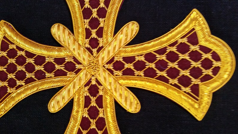 Gorgeous Cross Applique Gold Buillion on Red Velvet 7.5 Inches - Etsy