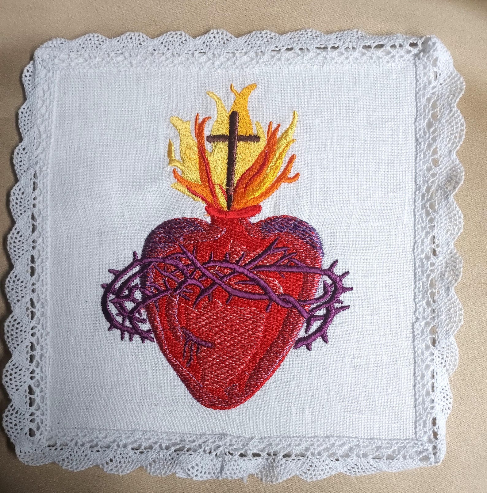 Sacred Heart Chalice Pall Embroidered on 100% Linen - Etsy