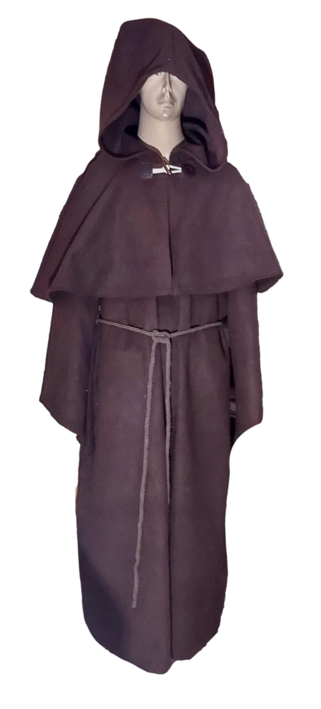 Monk Robe With Hood & Capelet Rope Belt From Polyester Wool Custom Made ...