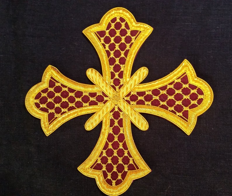 Gorgeous Cross Applique Gold Buillion on Red Velvet 7.5 Inches - Etsy