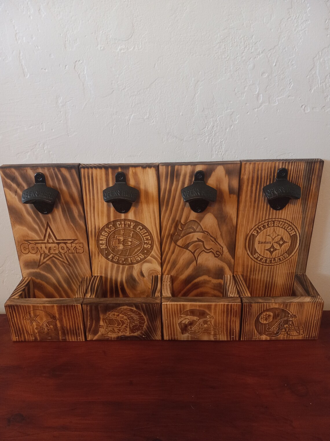 Rustic "nfl" Bottle Opener (any Sports Team) - Etsy