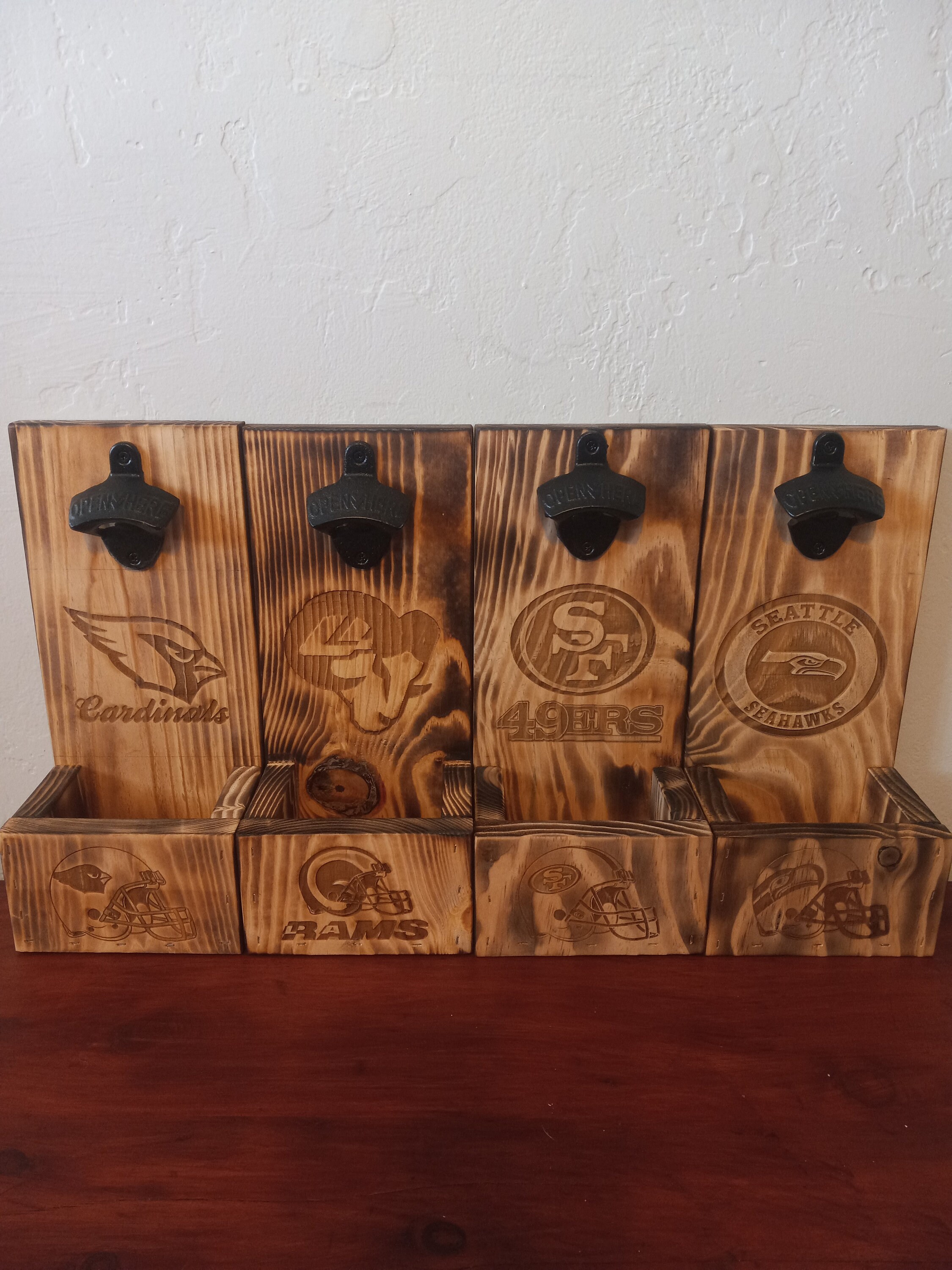 Rustic "nfl" Bottle Opener (any Sports Team) - Etsy