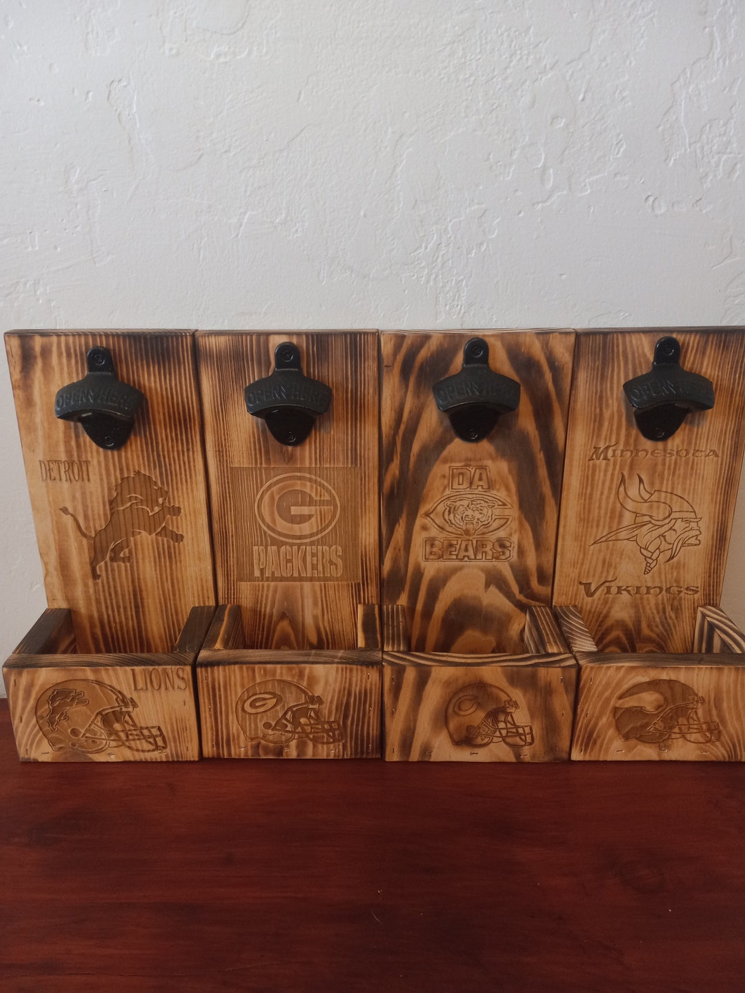 Rustic "nfl" Bottle Opener (any Sports Team) - Etsy