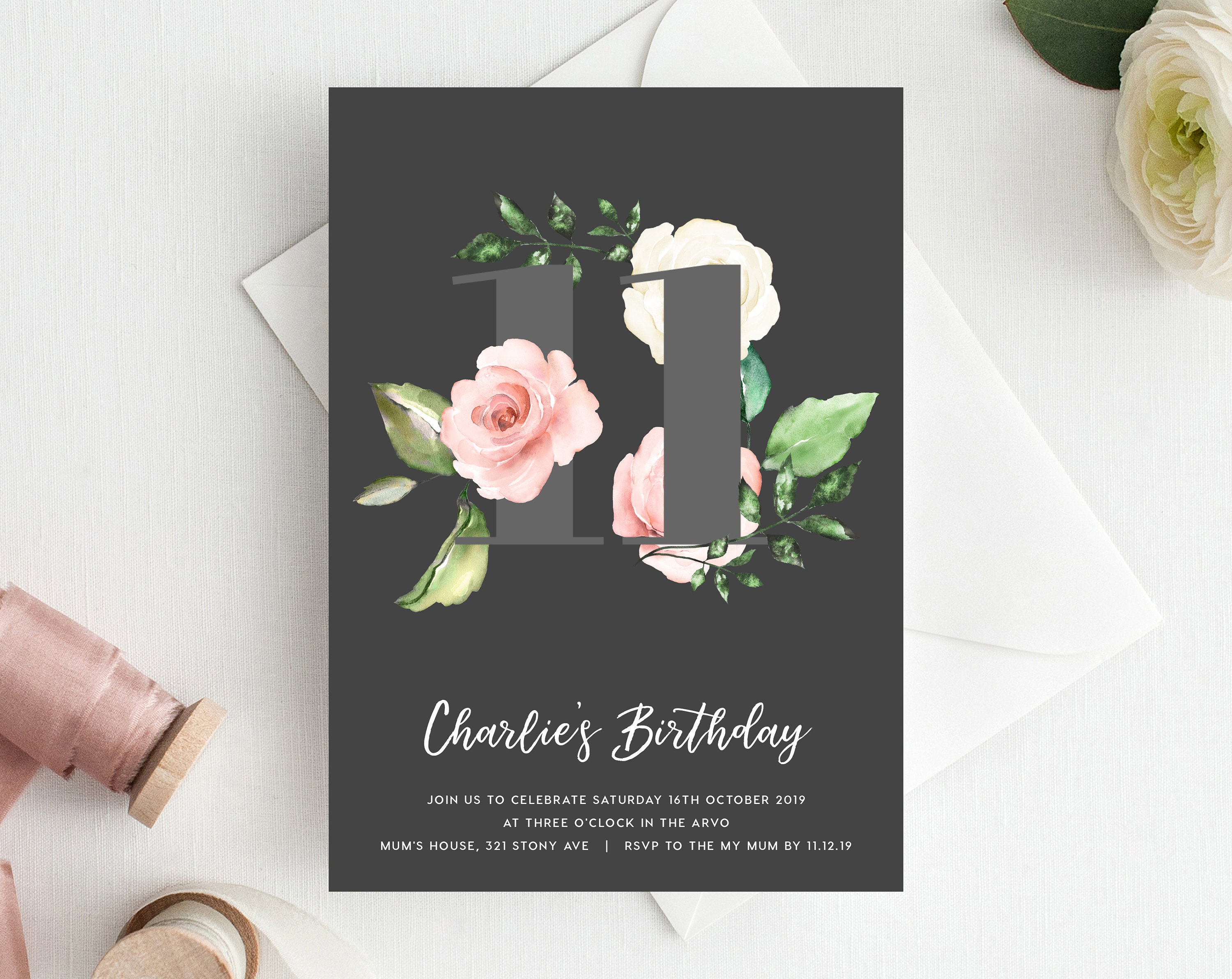 11th Birthday Invitation INSTANT DOWNLOAD Eleventh Birthday Invite ...