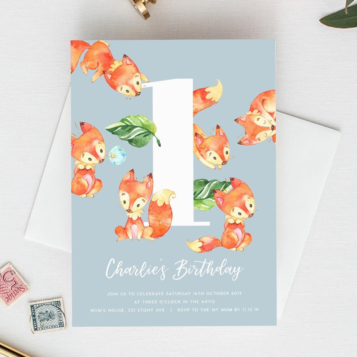 Fox Printable Birthday Pack Bundle INSTANT DOWNLOAD Totally Editable ...