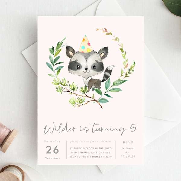 Raccoon Party Invitation - Etsy