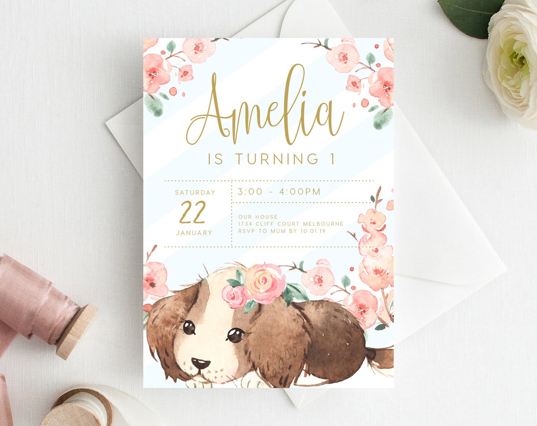 1st Birthday Invitation INSTANT DOWNLOAD First Birthday Invite, Puppy ...