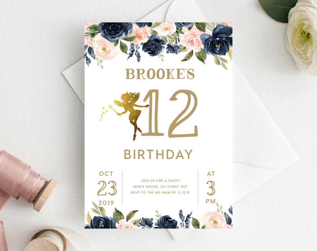 12th Birthday Invitation INSTANT DOWNLOAD Twelth Birthday, Editable ...