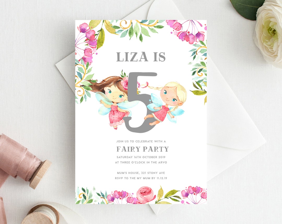 5th Birthday Invitation INSTANT DOWNLOAD Fifth Birthday Invite ...