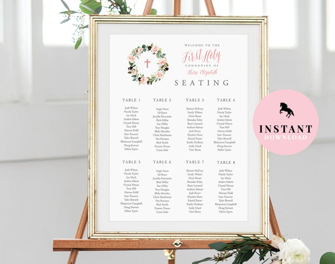 Seating Chart First Communion INSTANT DOWNLOAD 1st Holy Communion Party ...