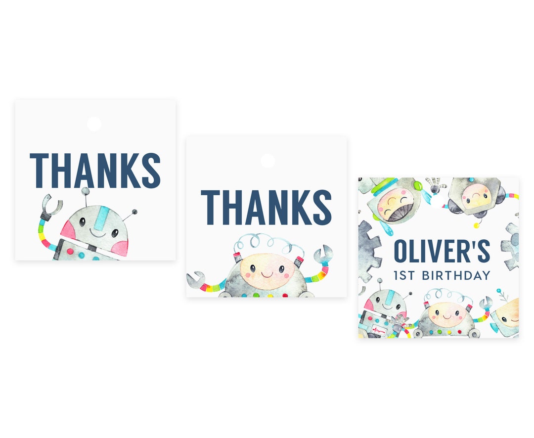 Robot Thank You Tag INSTANT DOWNLOAD, Printable Favor Tag, DIY ...