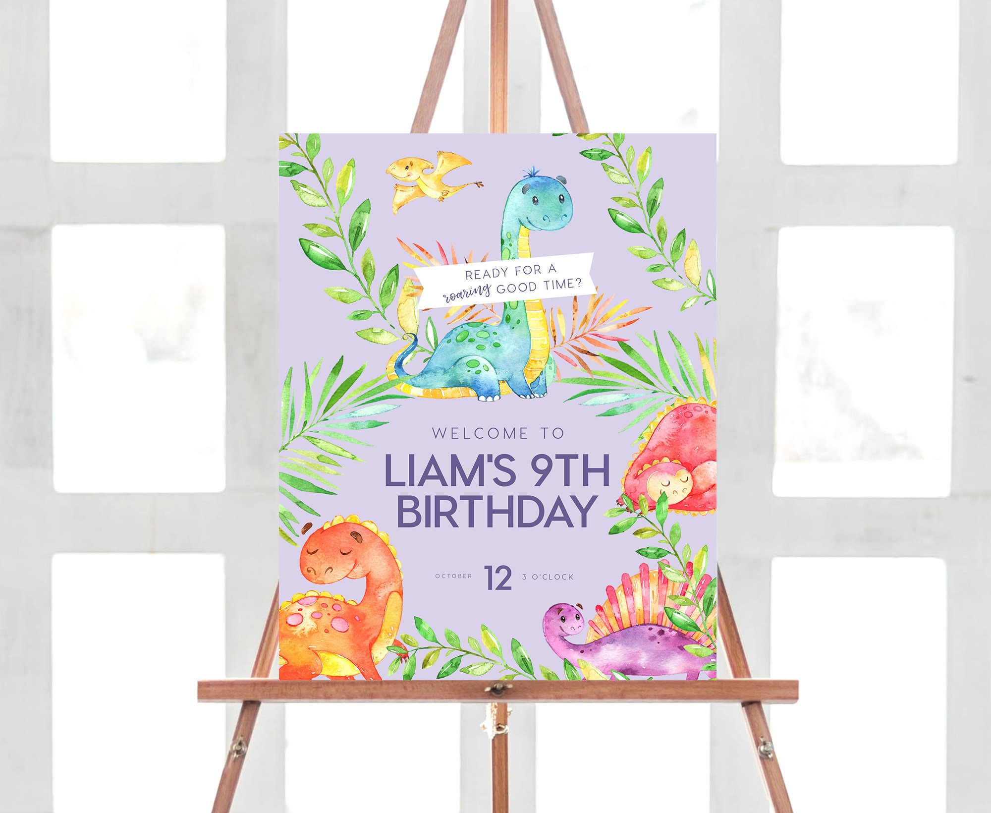 Dinosaur Birthday Welcome Sign INSTANT DOWNLOAD, Printable Welcome Sign ...