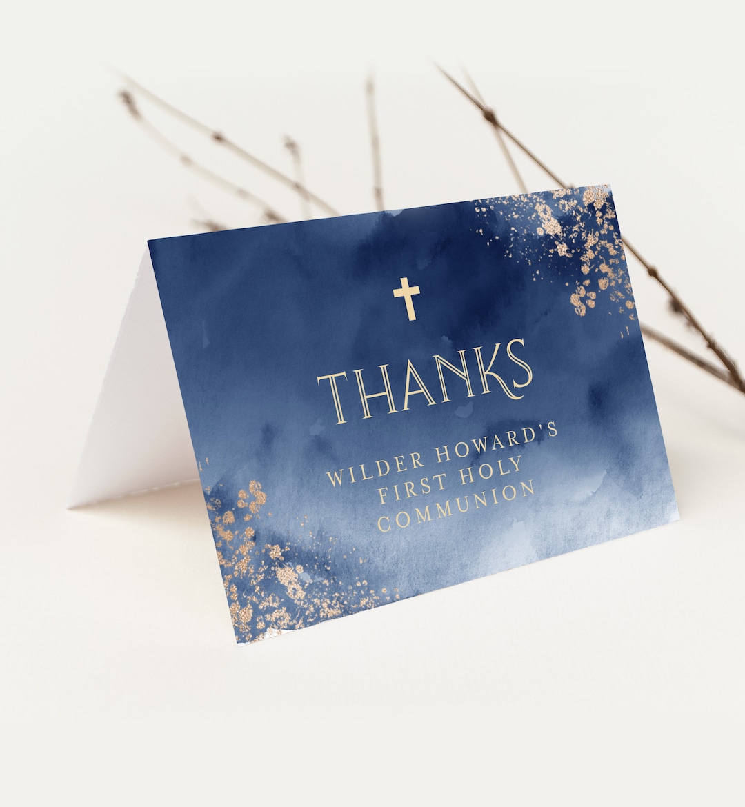 First Holy Communion Thank You Card INSTANT DOWNLOAD, Printable Folded ...
