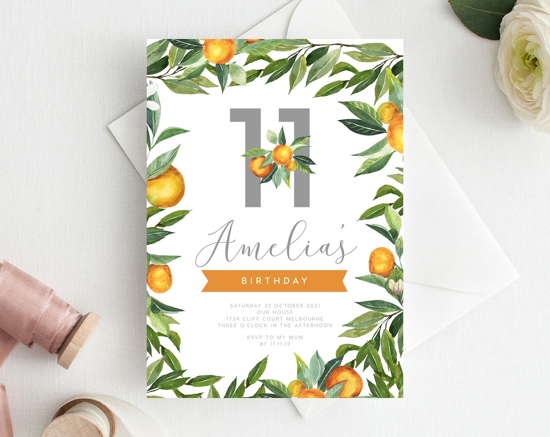 11th Birthday Invitation INSTANT DOWNLOAD Eleventh Birthday Invite, - Etsy