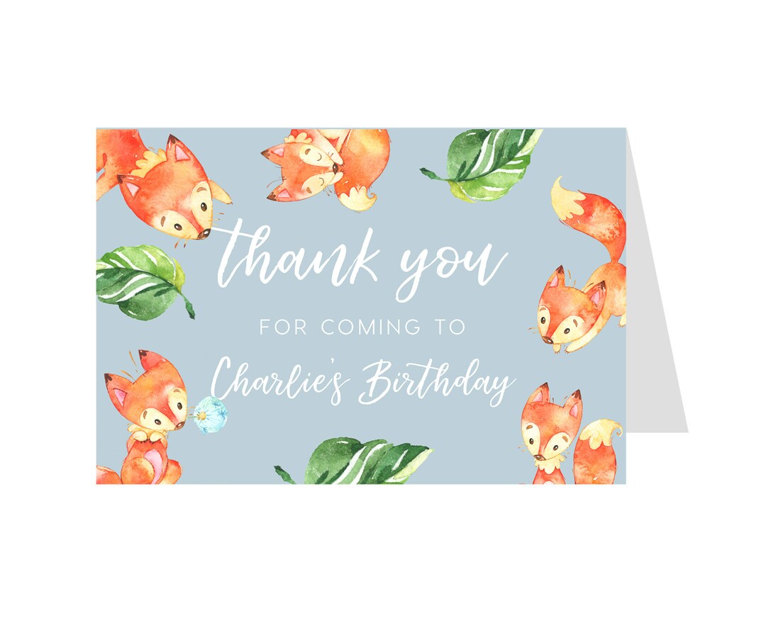 Fox Thank You Card INSTANT DOWNLOAD, Printable Thanks Note Tag, DIY ...