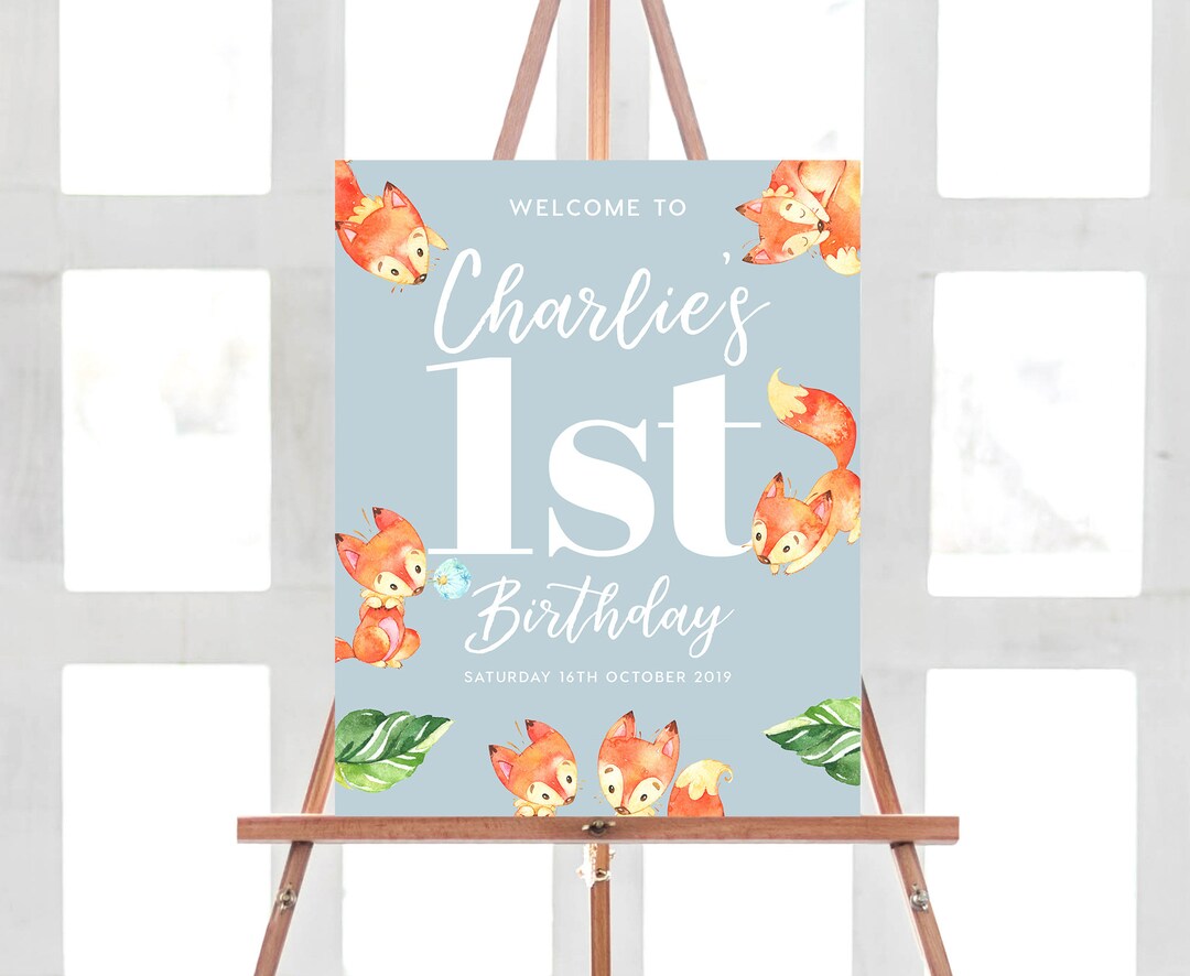 Fox Birthday Welcome Sign INSTANT DOWNLOAD, Printable Welcome Sign, DIY ...