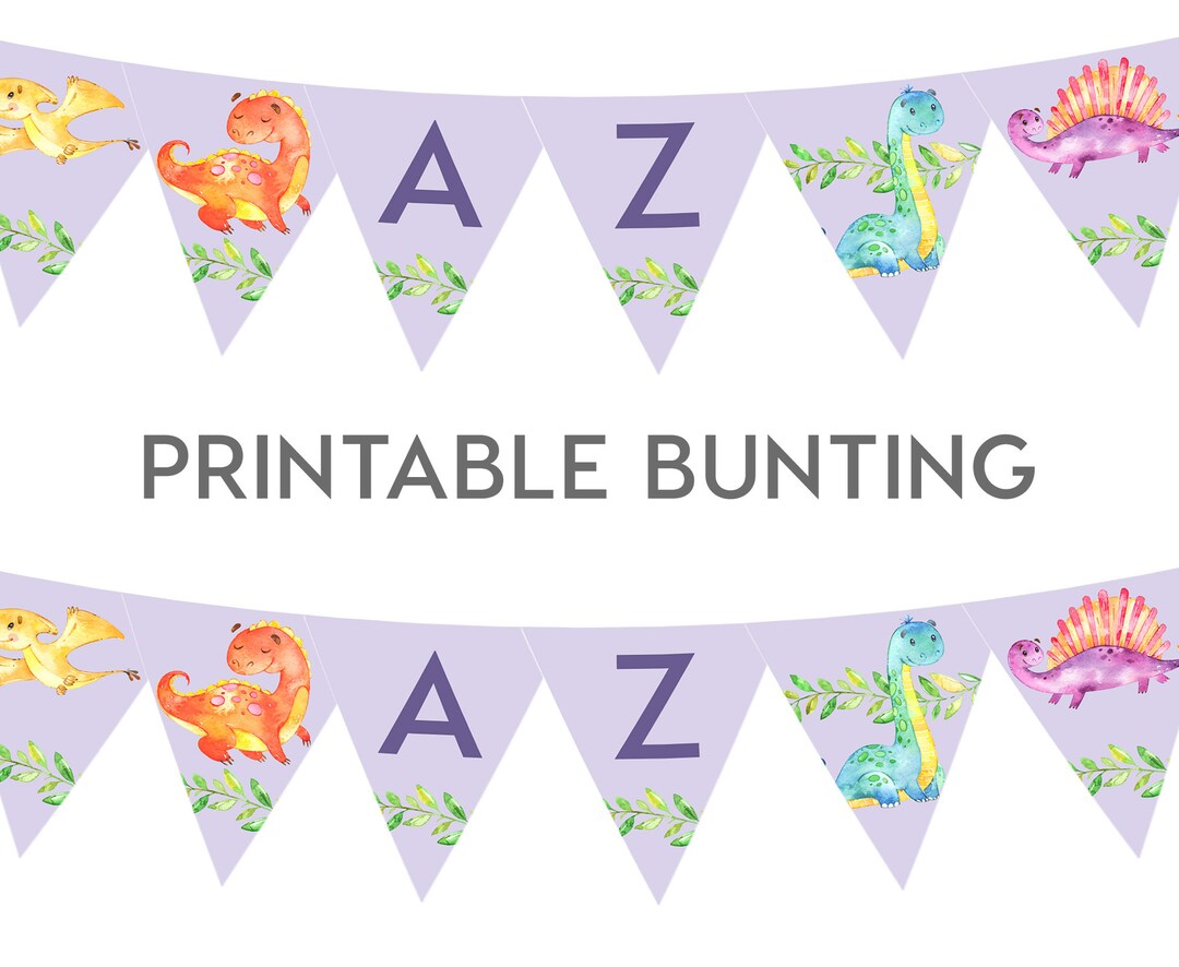 Dinosaur Bunting, Birthday Decorations, INSTANT DOWNLOAD, Bunting ...