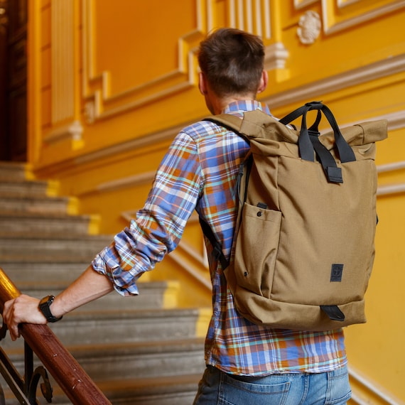 Large Rucksack / Roll Top Backpack / Laptop Bag / Women | Etsy