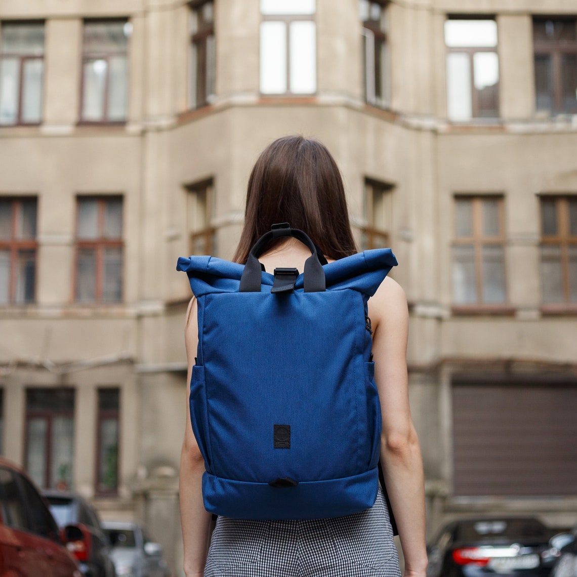 Blue Roll Top Laptop Backpack Waterproof Rucksack | Etsy