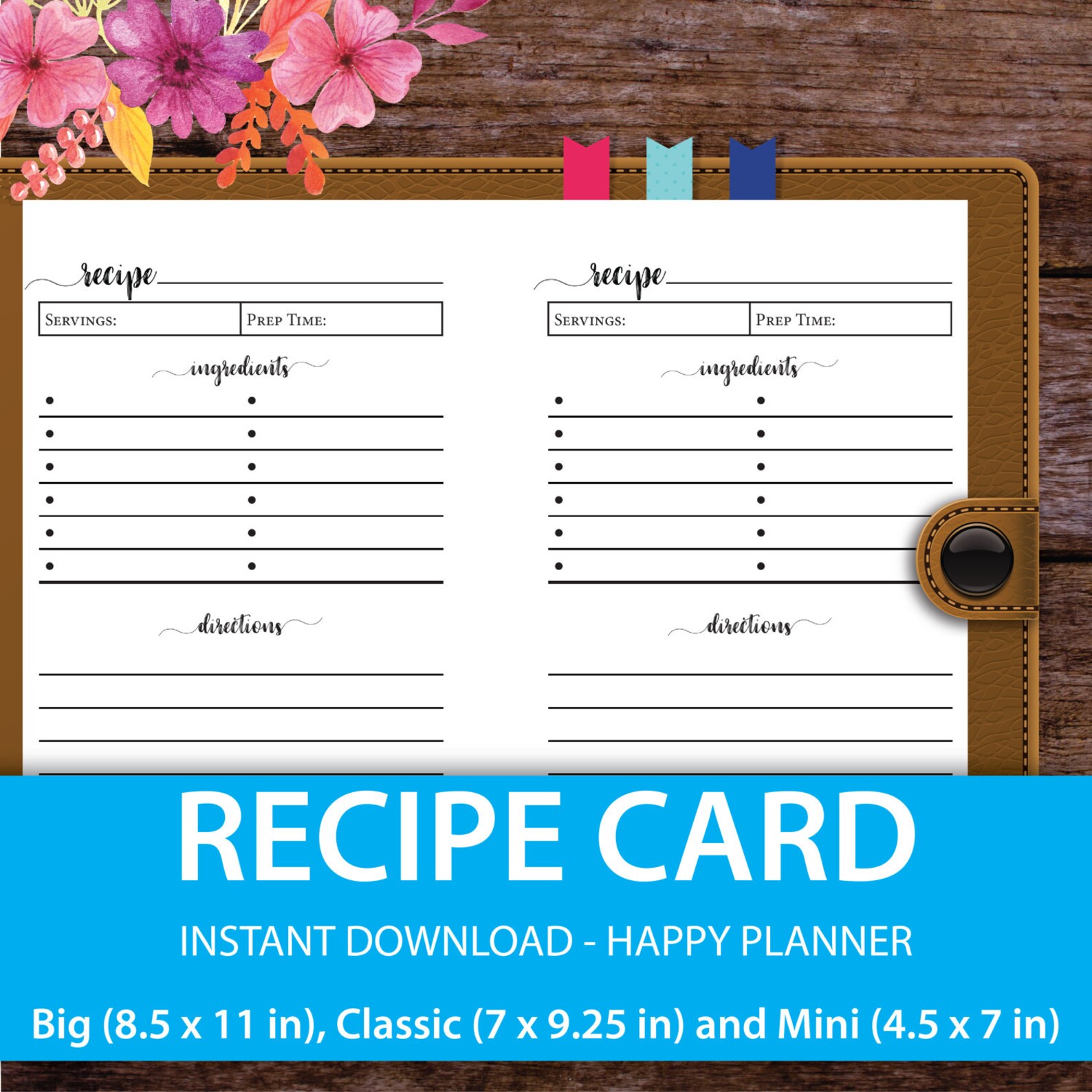 Recipe Planner Insert Printable Recipe Keeper Recipe Kit - Etsy
