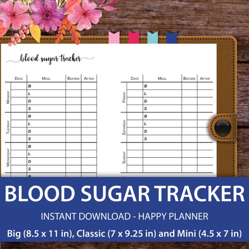 Blood Sugar Log HAPPY PLANNER Printables Glucose Tracker | Etsy