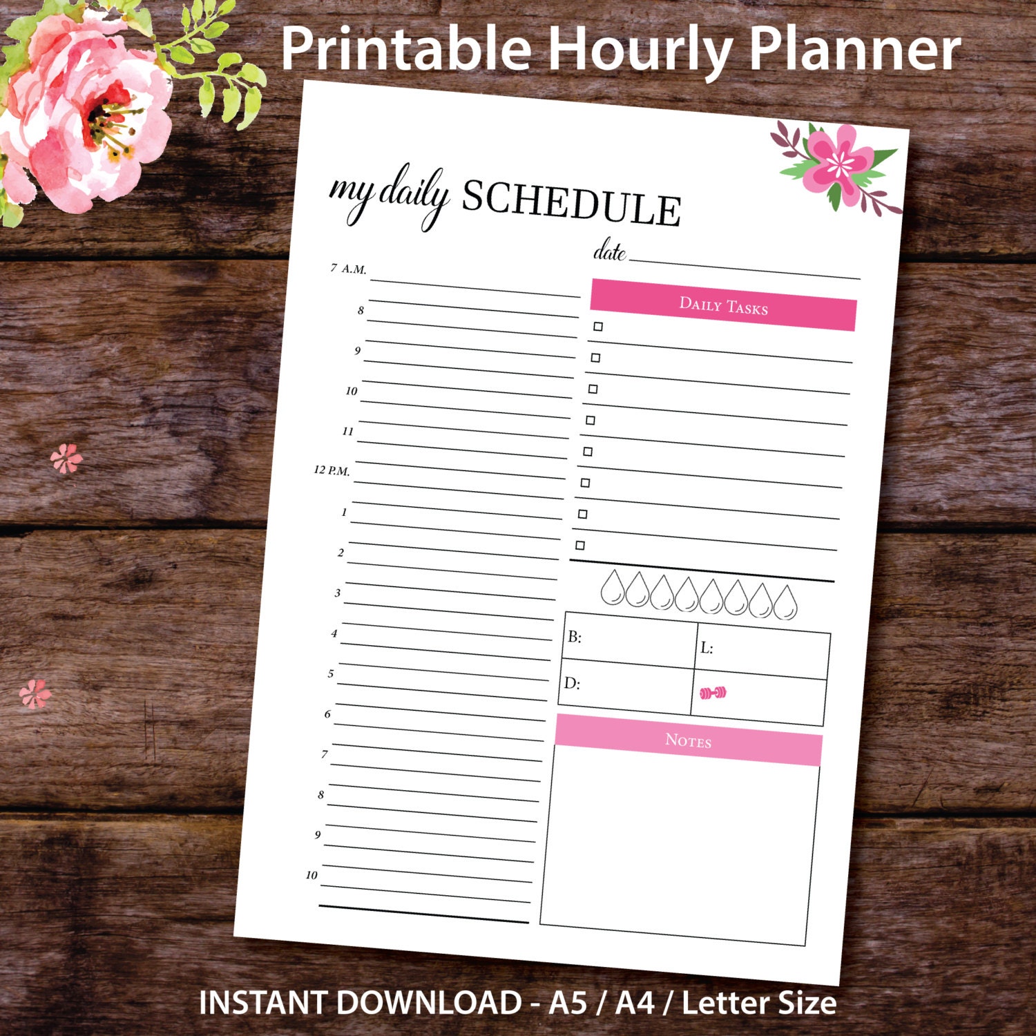 Paper & Party Supplies Hourly Day Plan Letter Size Hourly Schedule ...