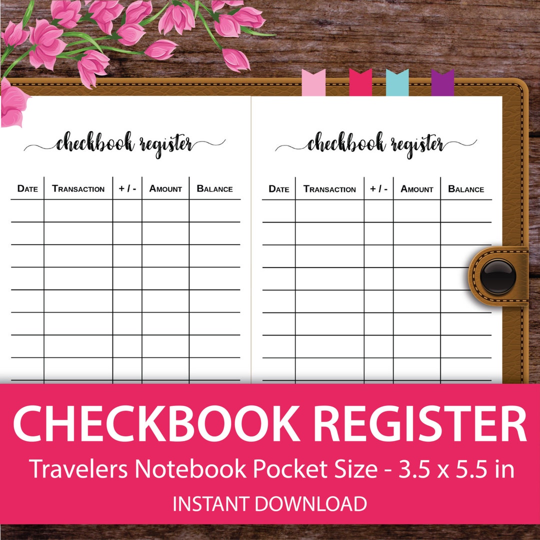 Checkbook Register Check Register Travelers Notebook Planner - Etsy