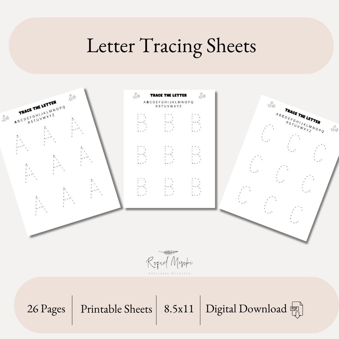 Alphabet Tracing Worksheet,26 Letter Printable, Handwriting Practice ...