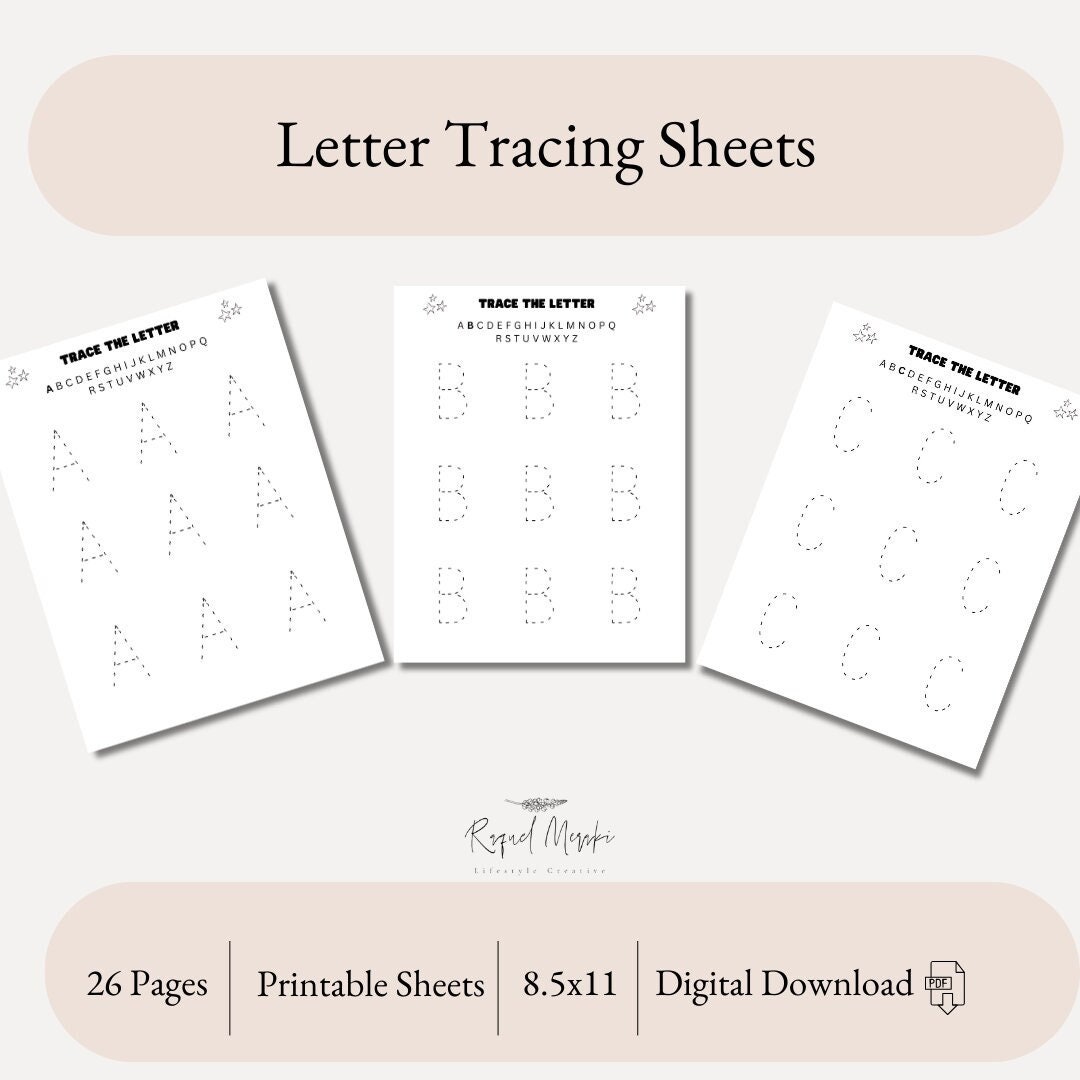Alphabet Tracing Worksheet,26 Letter Printable, Handwriting Practice ...