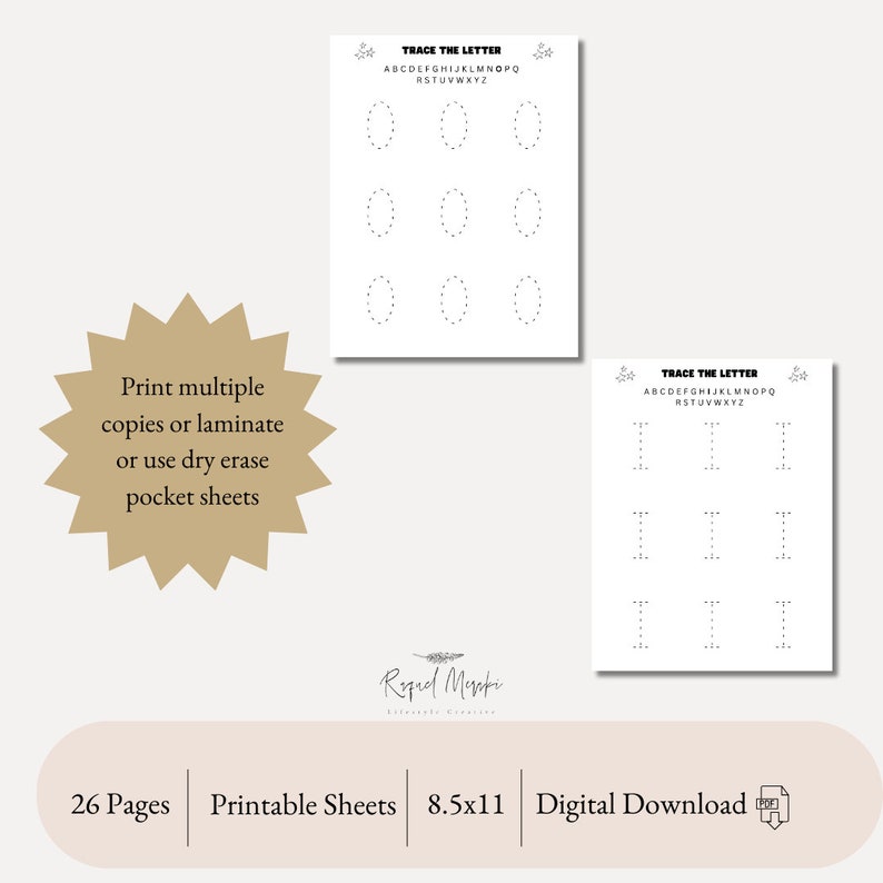 Alphabet Tracing Worksheet, Handwriting Practice (digital Download) - Etsy