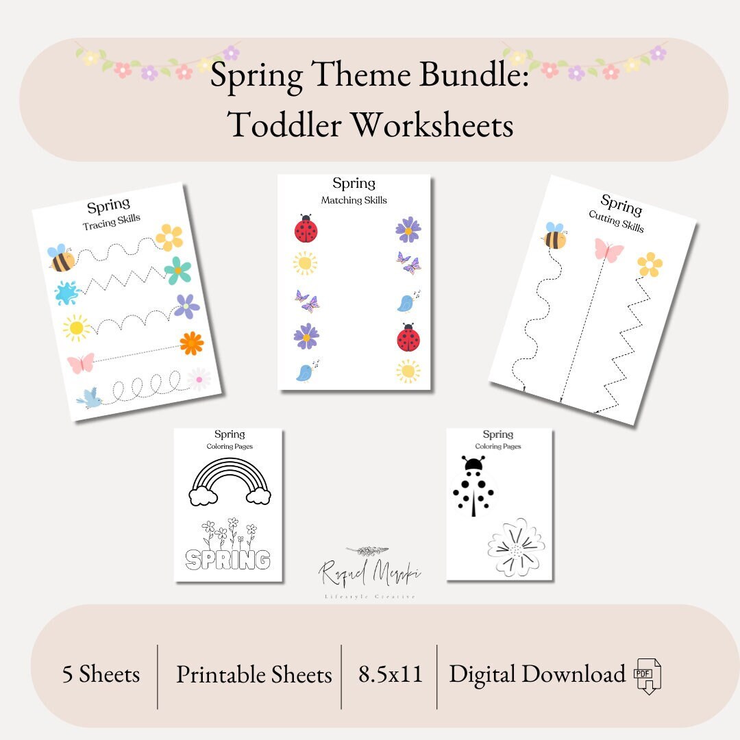 Spring Theme Learning Bundle | Activity Worksheets | Coloring | Tracing ...