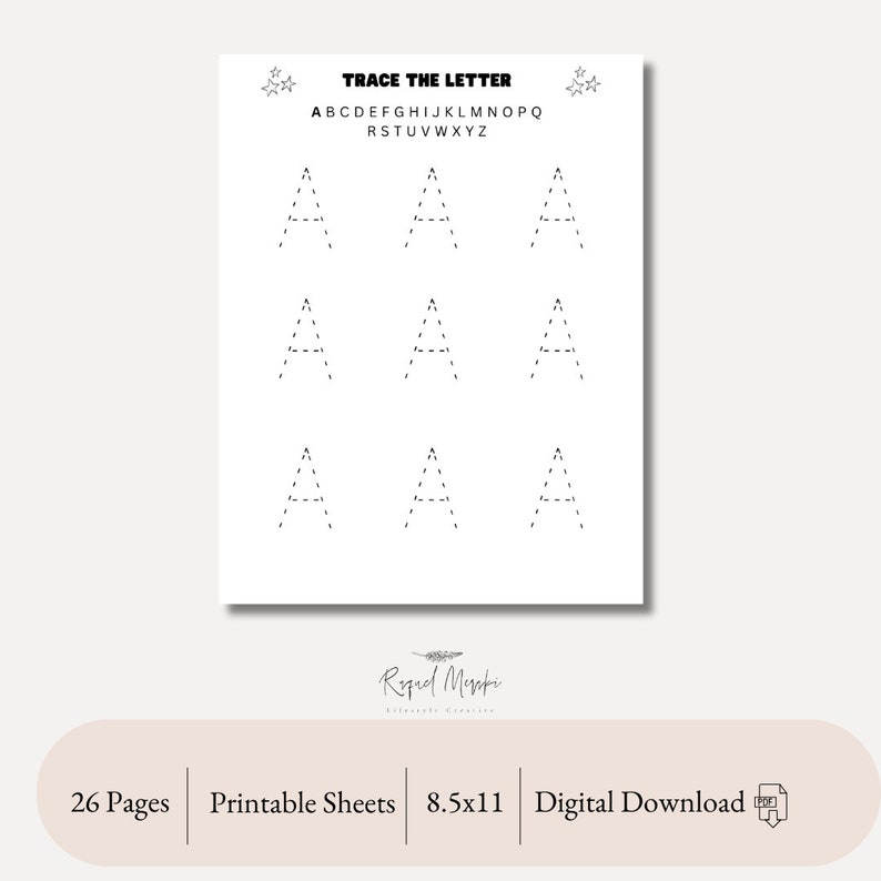 Alphabet Tracing Worksheet,26 Letter Printable, Handwriting Practice ...