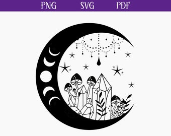 Magic Mushroom Svg Moon Svg Mushroom Sticker Celestial Svg - Etsy