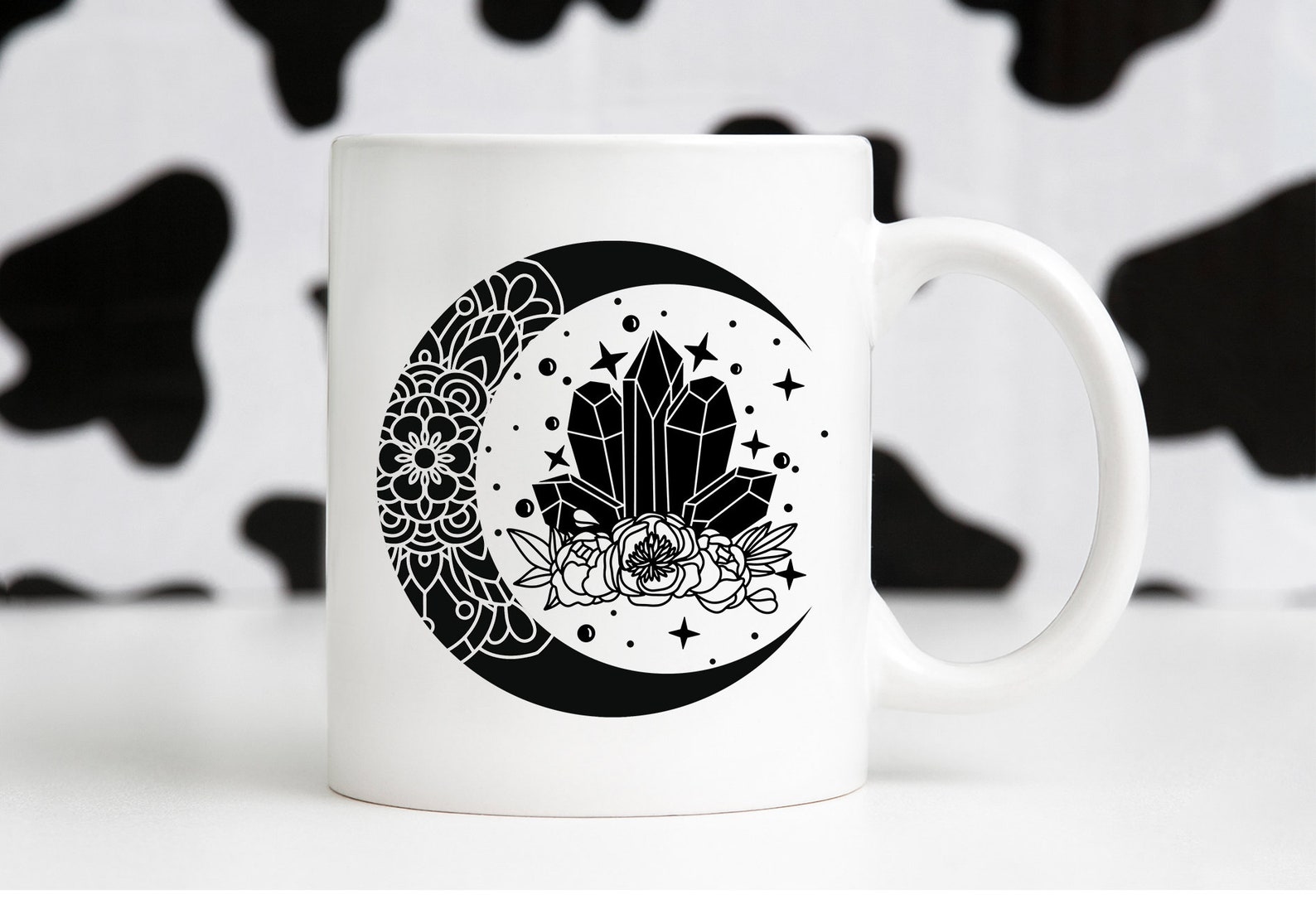 Moon & Crystals SVG / Moon SVG / Mandala Moon SVG / Cricut - Etsy
