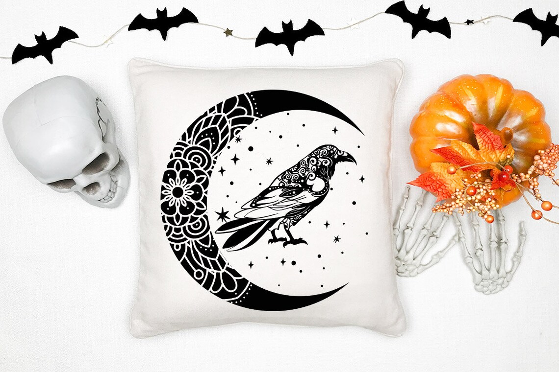 Crow & Moon SVG / Crow SVG / Moon SVG / Cricut Cutting File / - Etsy