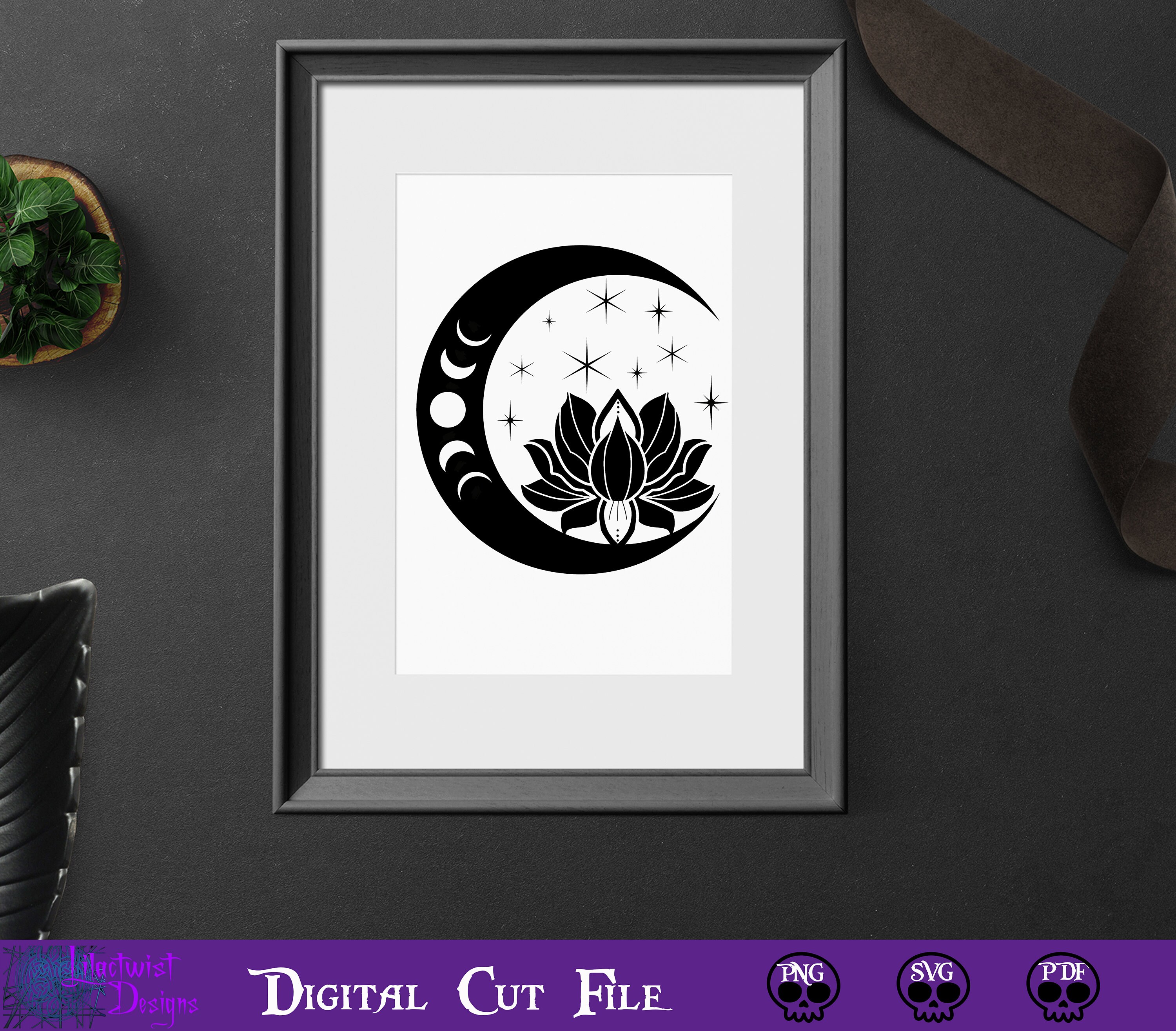 Lotus Flower & Moon SVG / Moon Phases SVG / Cricut Cutting - Etsy Denmark